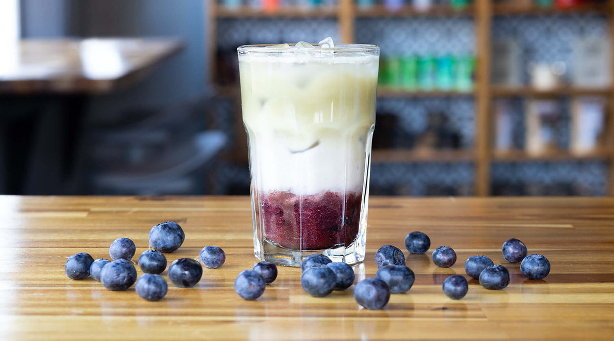 Blueberry Iced Matcha Latte Recipe